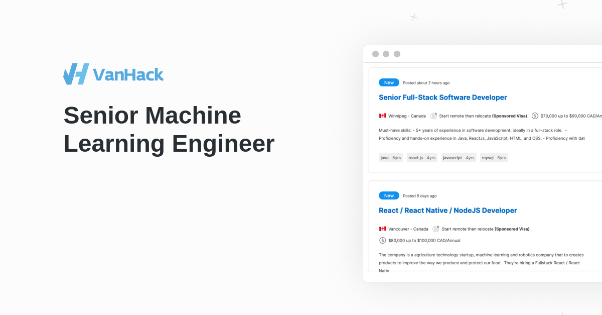 Senior Machine Learning Engineer - VanHack